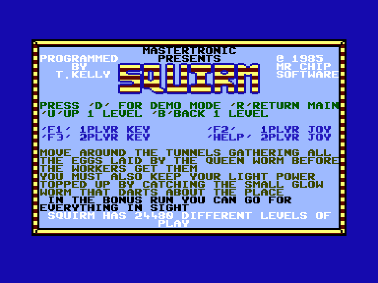 Game Review: Squirm (Commodore 16 and Plus/4, Mastertronic ...