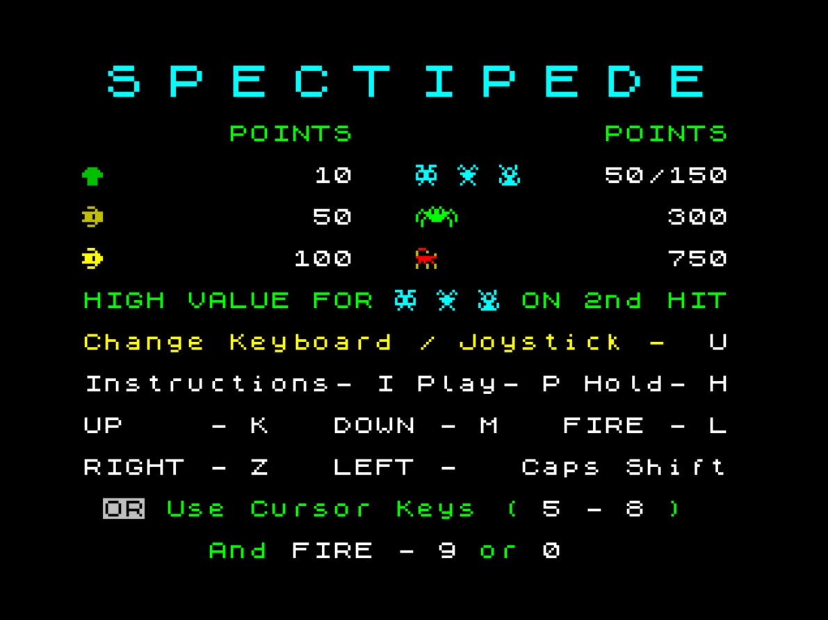 Game Review: Spectipede (ZX Spectrum, Mastertronic) - Mastertronic ...
