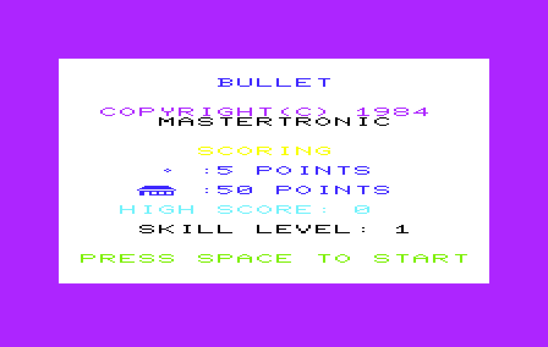 Game Review: Bullet (Vic 20, Mastertronic) - Mastertronic Collectors ...
